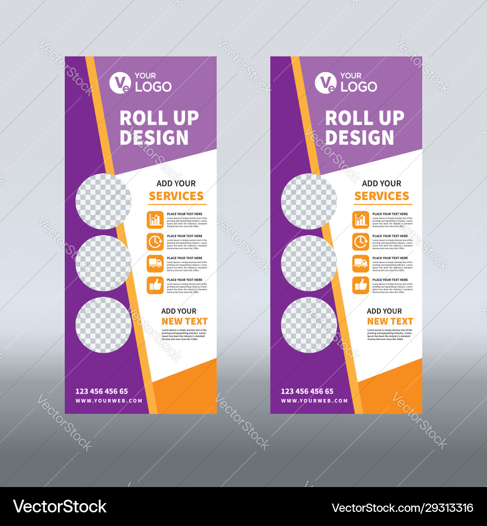Roll up banner vertical design template Royalty Free Vector