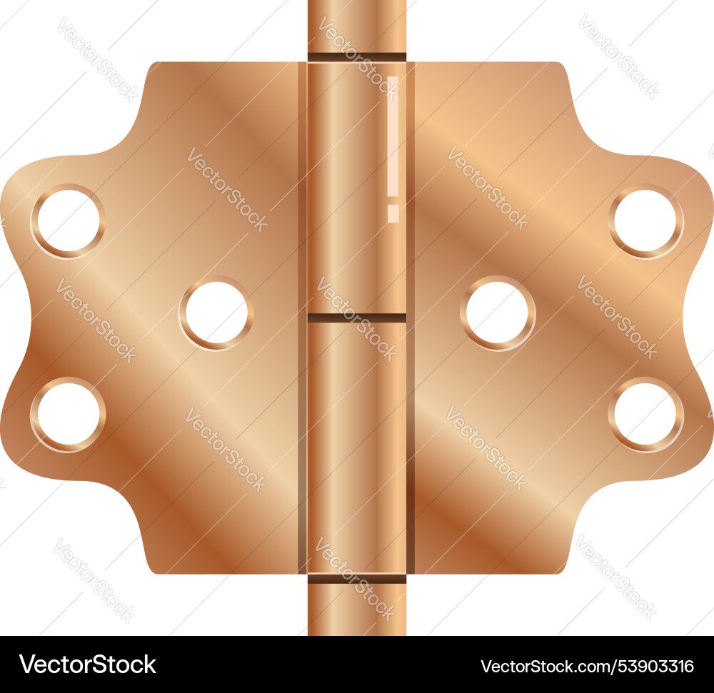 Shiny copper door hinge connecting two objects Vector Image