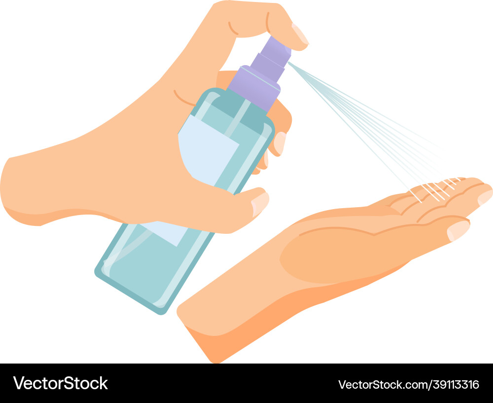 Spraying on hands composition Royalty Free Vector Image
