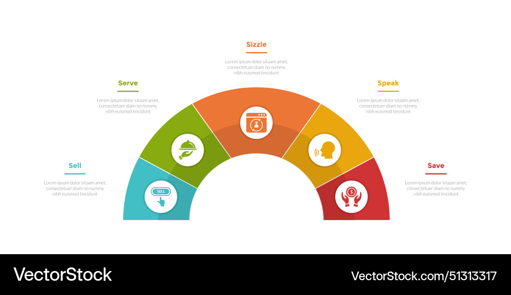 5s model marketing infographics template diagram Vector Image