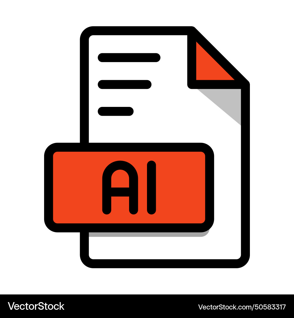 Ai file format icon type extension symbol Vector Image
