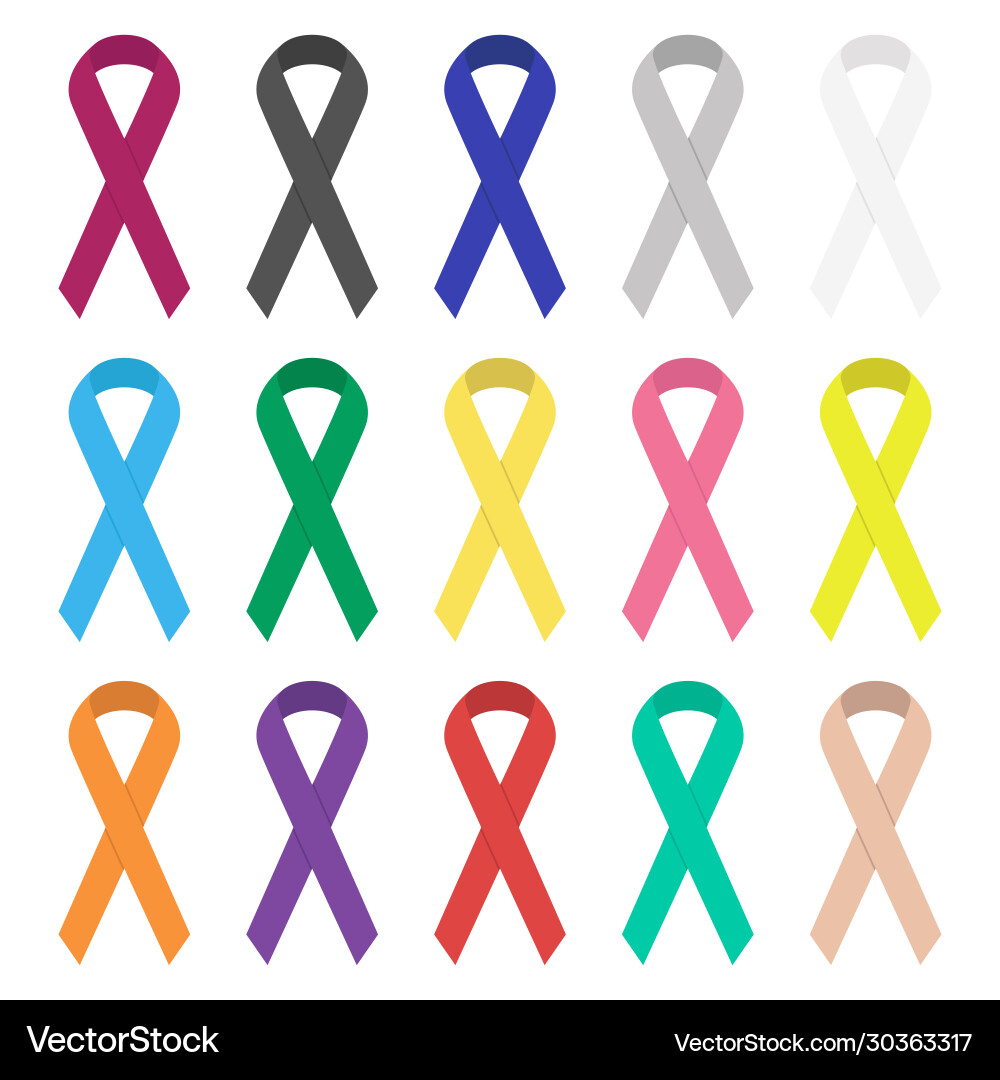 Cancer ribbon set Royalty Free Vector Image - VectorStock