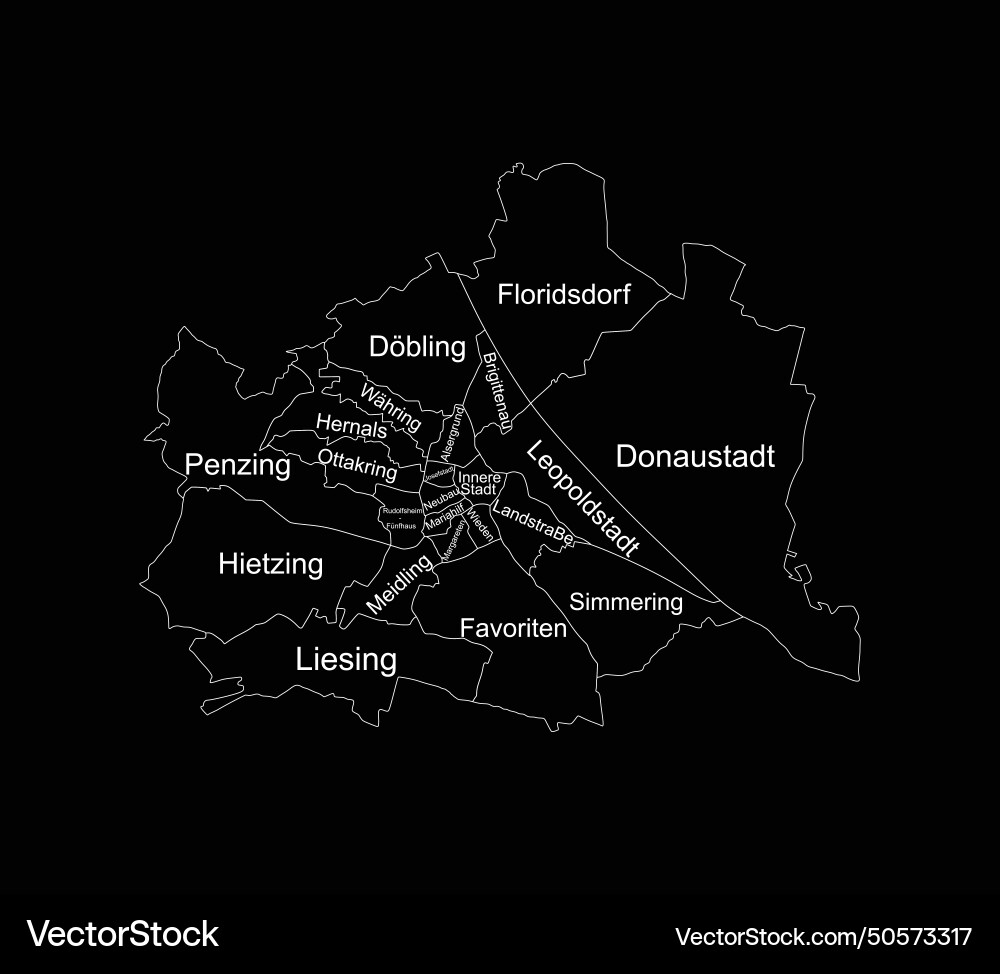 City vienna map silhouette isolated Royalty Free Vector