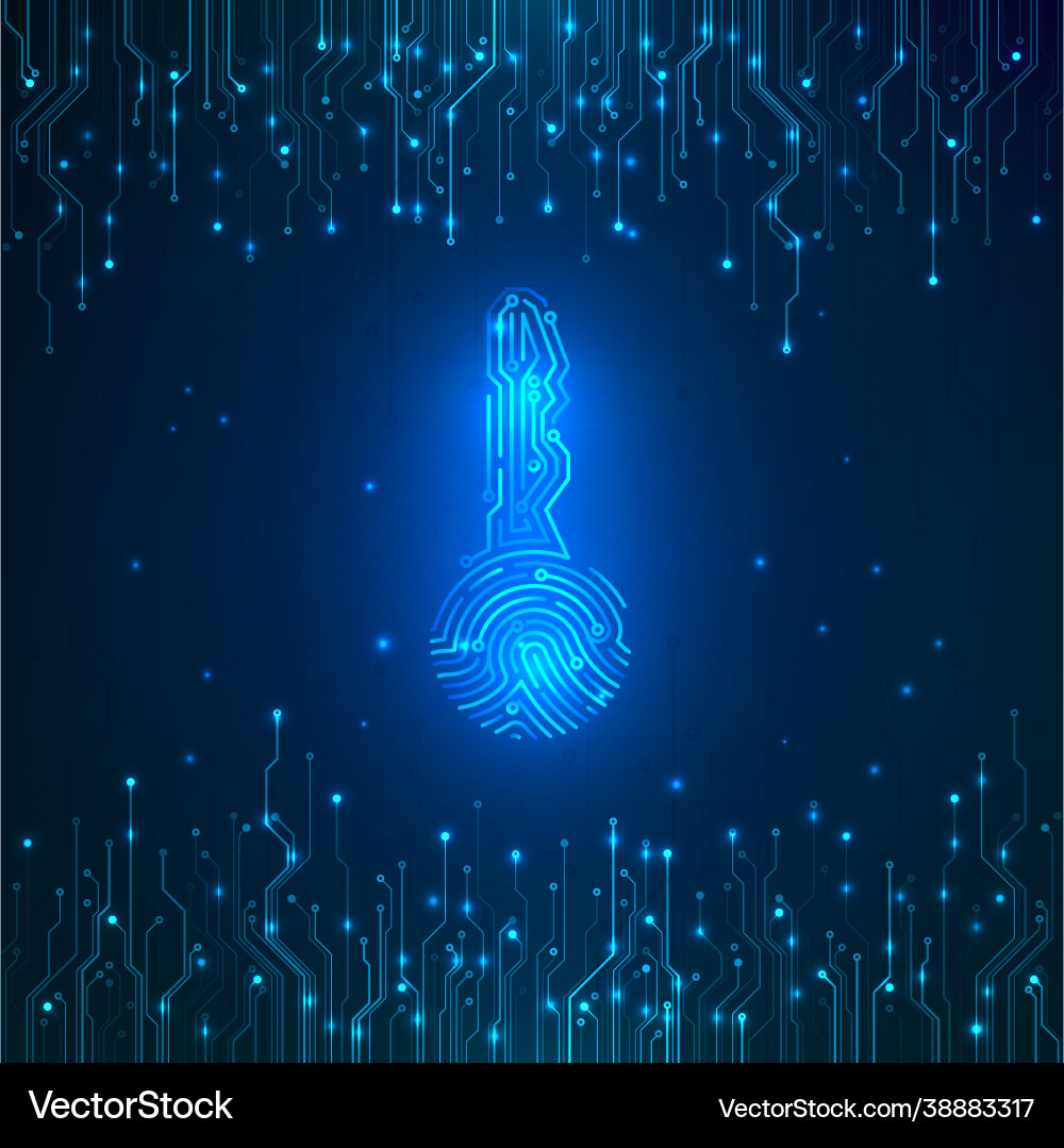 Cyber security id concept fingerprint in key Vector Image