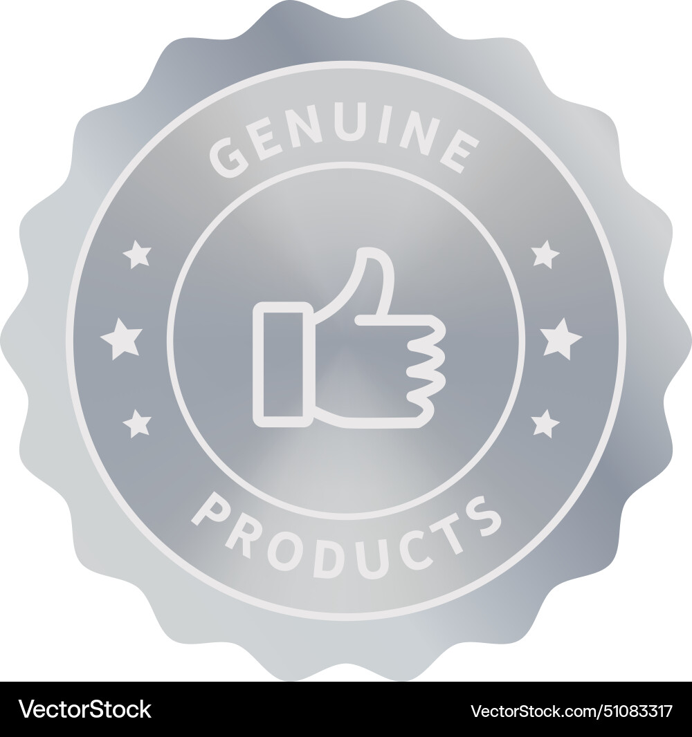 Genuine products silver sign product Royalty Free Vector
