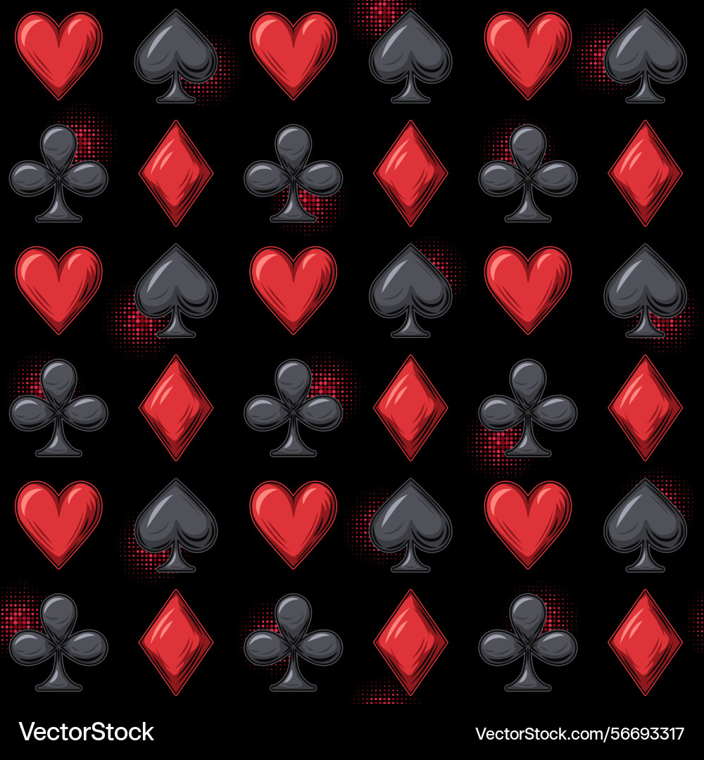 Geometric pattern with card suits icons Royalty Free Vector