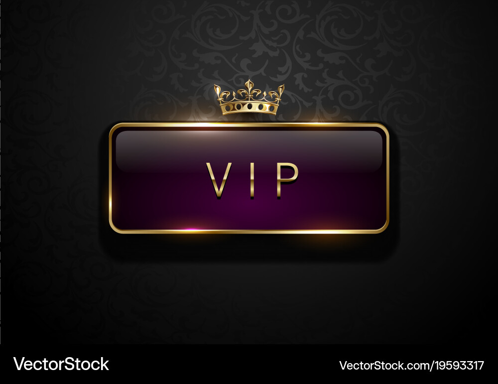 Royal Purple VIP Label with Golden Frame Vector Image