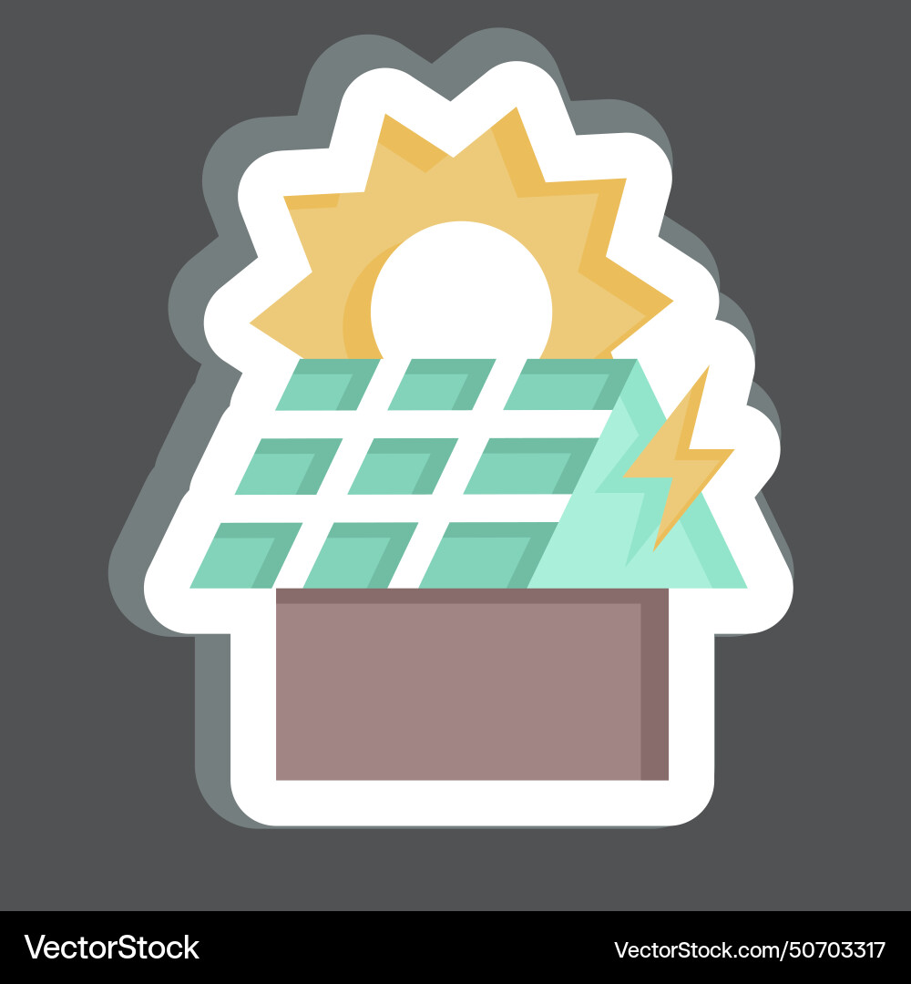 Sticker rooftop pv related to solar panel symbol Vector Image