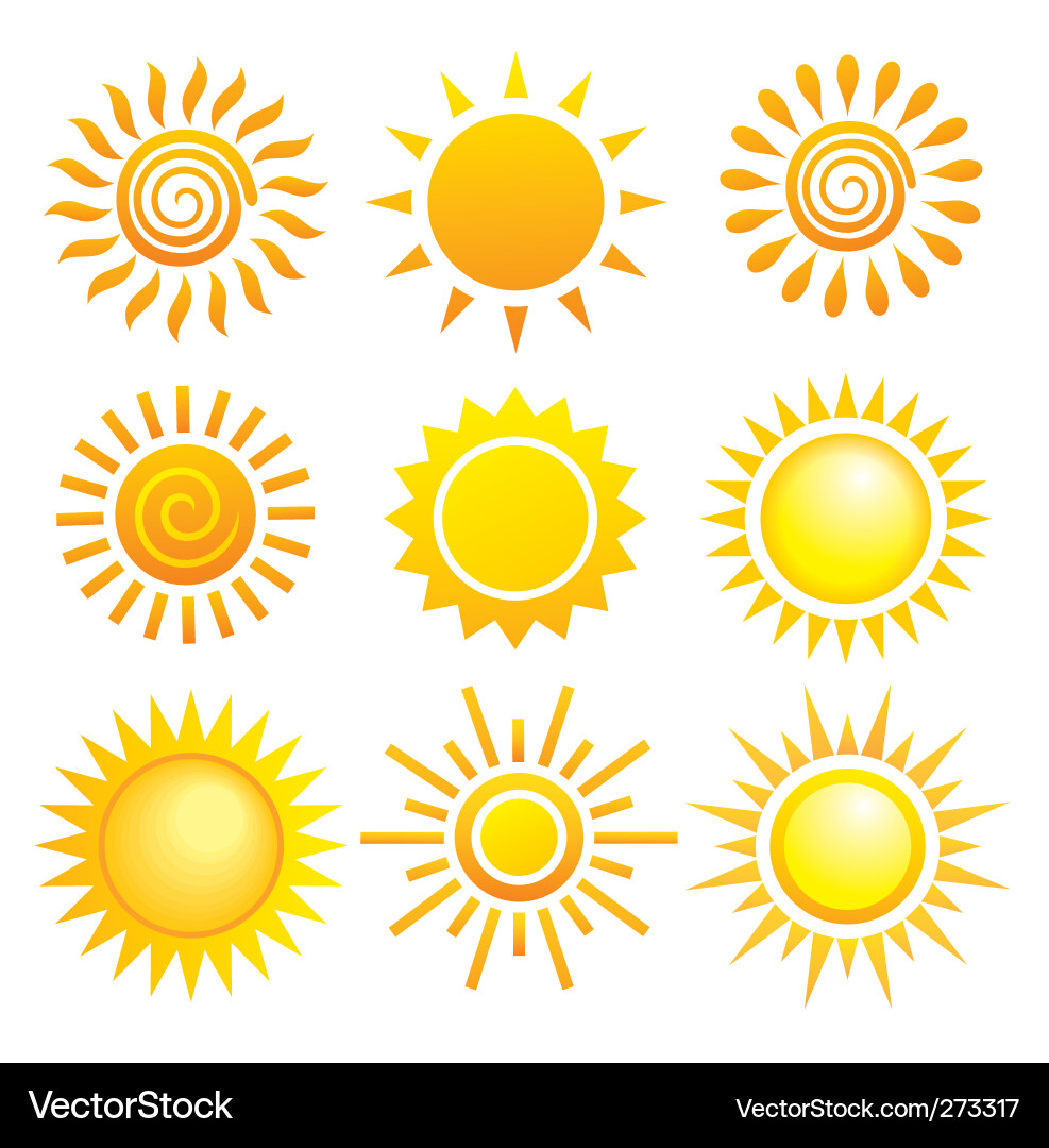 Sun Set Collection Royalty Free Vector Image - VectorStock