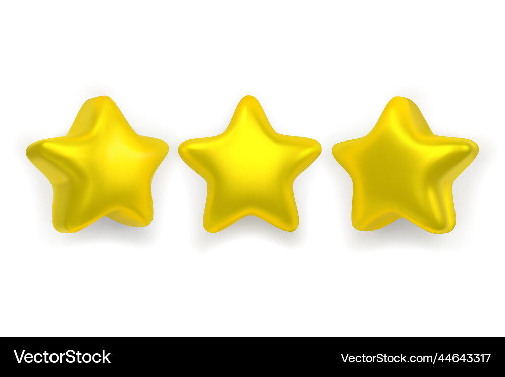 Three realistic shiny lucky stars isolated Vector Image