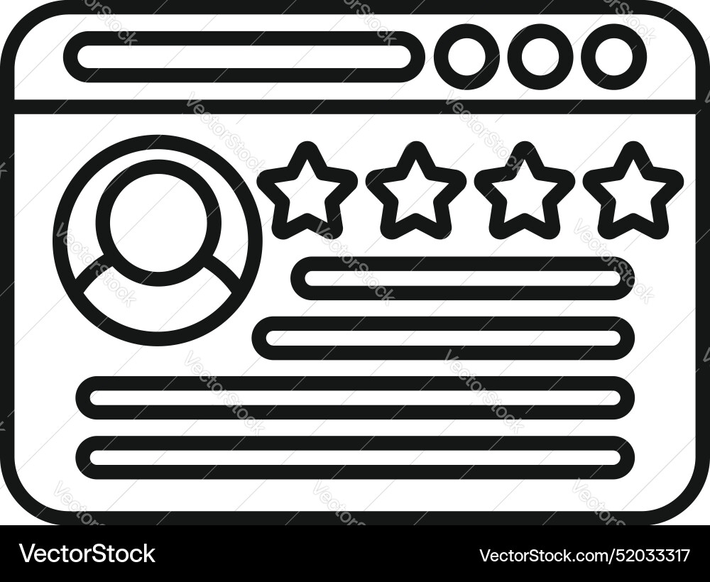 Website showing customer review with five star Vector Image