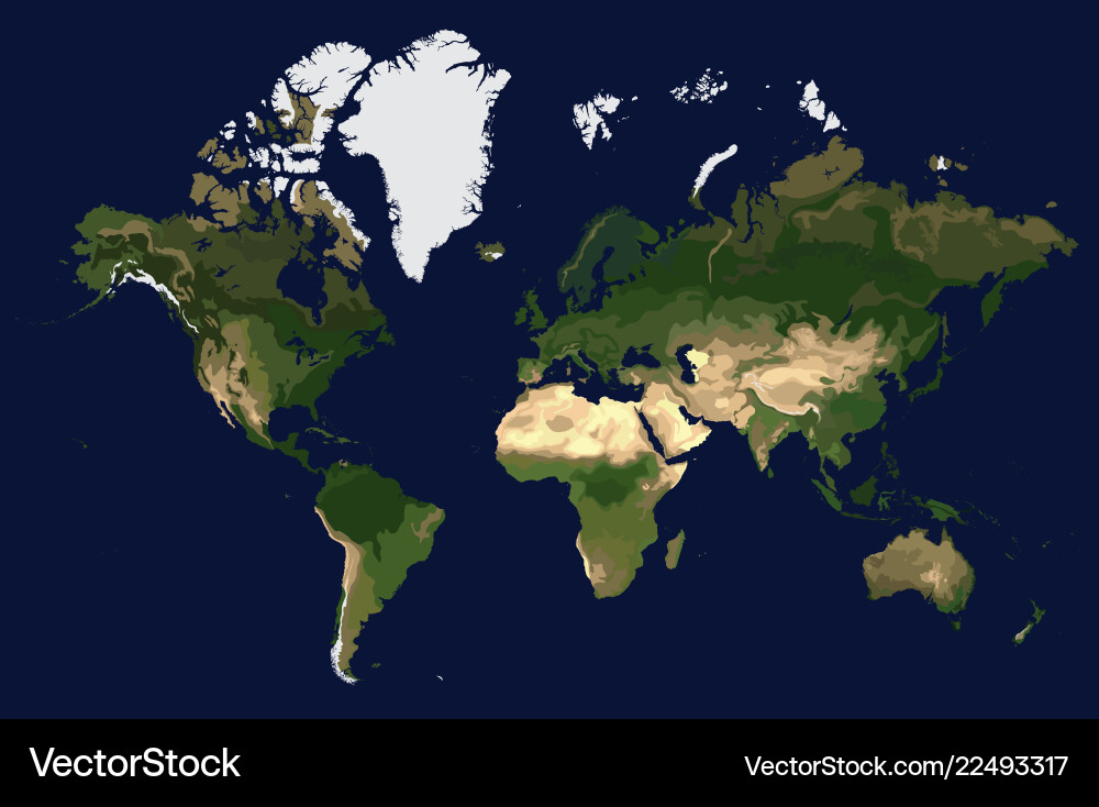 World Physical Map - Space View Royalty Free Vector Image