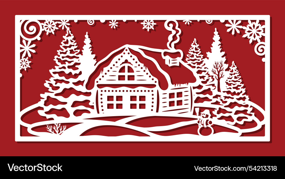 Christmas picture in a rectangular frame Vector Image
