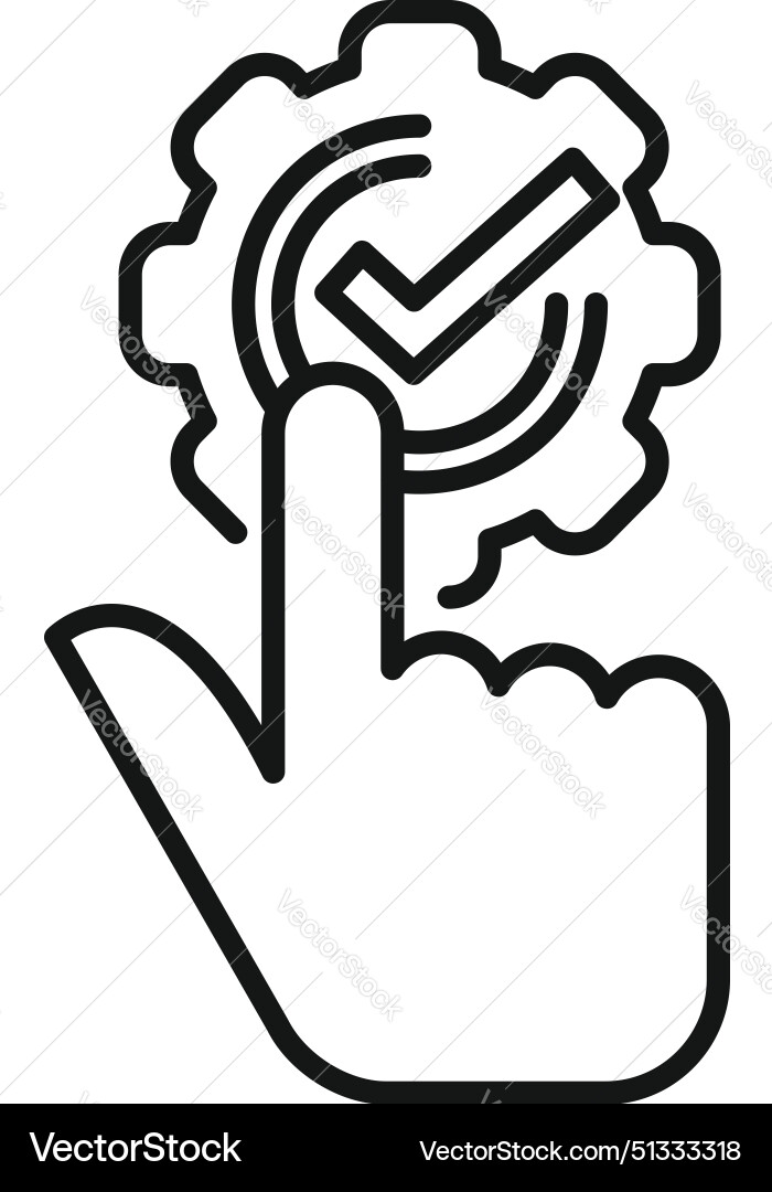 Hand clicking check mark icon line art Royalty Free Vector