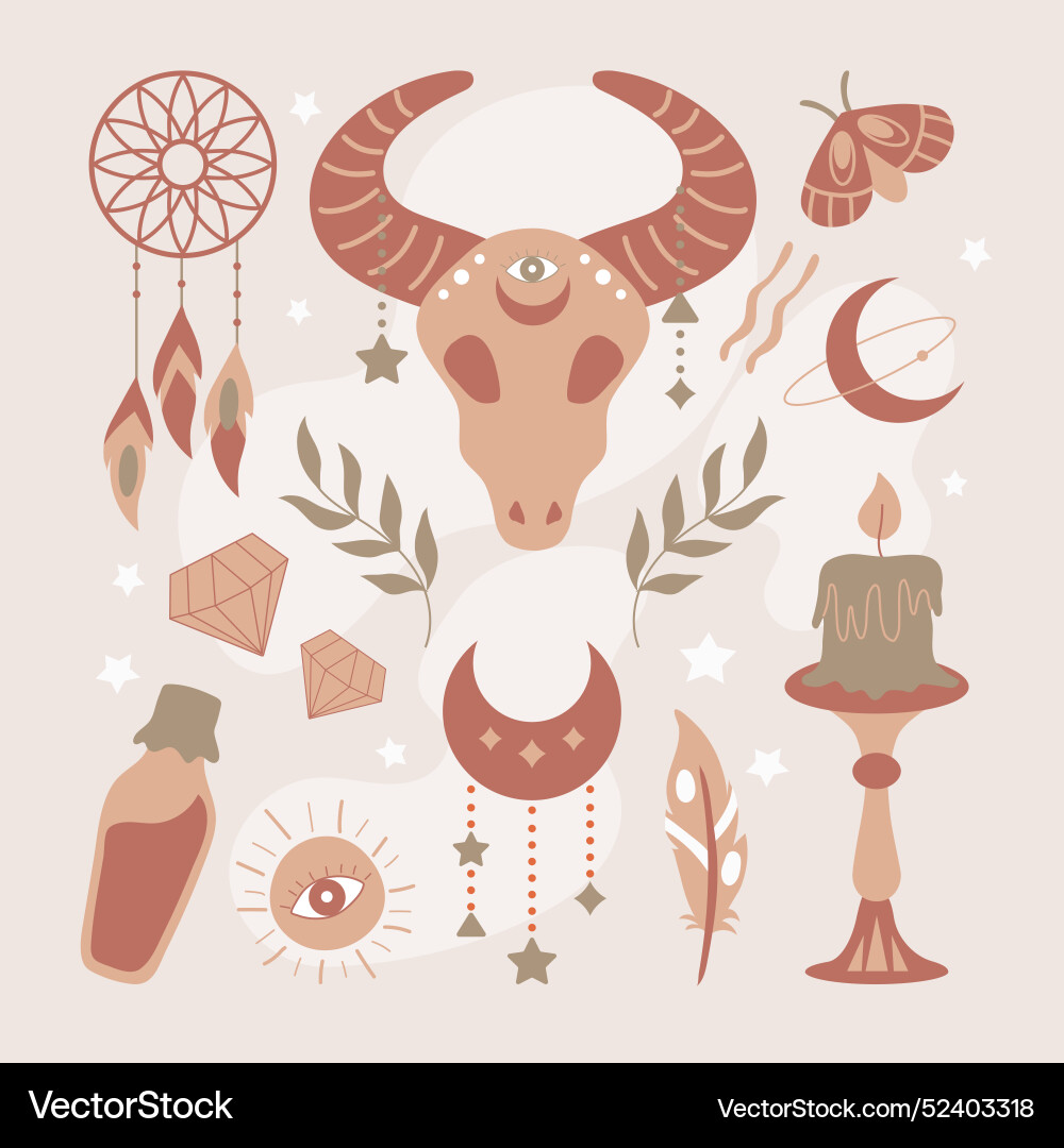 Hand drawn boho elements collection Royalty Free Vector