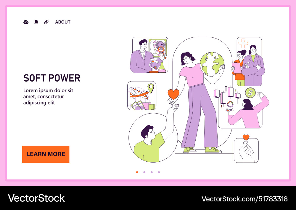 Soft power global connectivity and cultural Vector Image