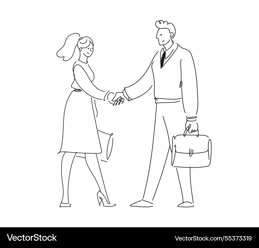 Businessmen shaking hands line man Royalty Free Vector Image