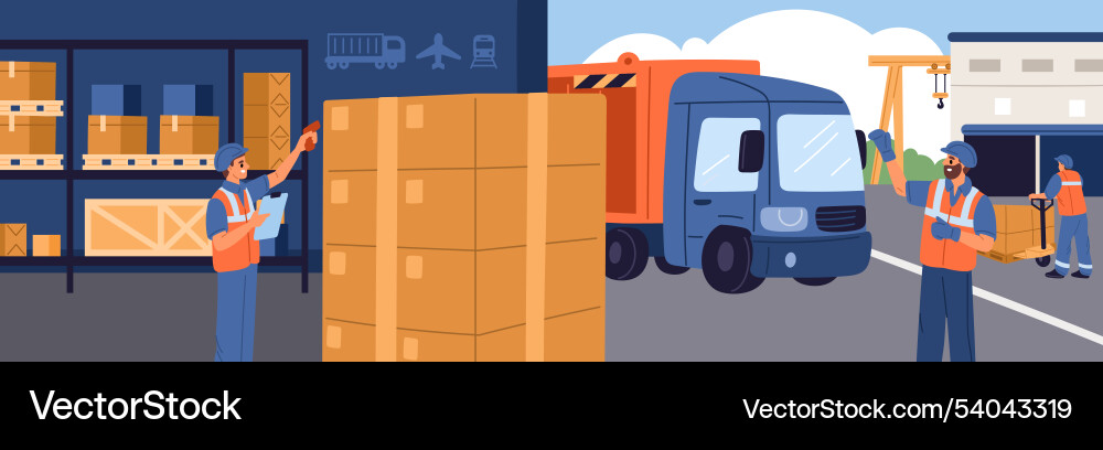 Cargo delivery goods loading and distribution Vector Image