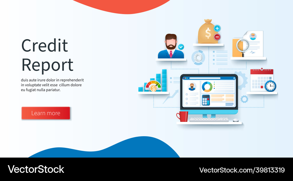 Credit report concept computer with business Vector Image