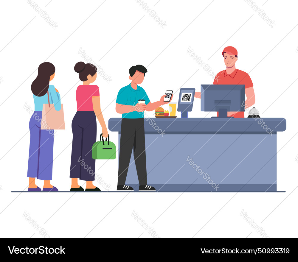 Customer pay using qr code contactless payment Vector Image