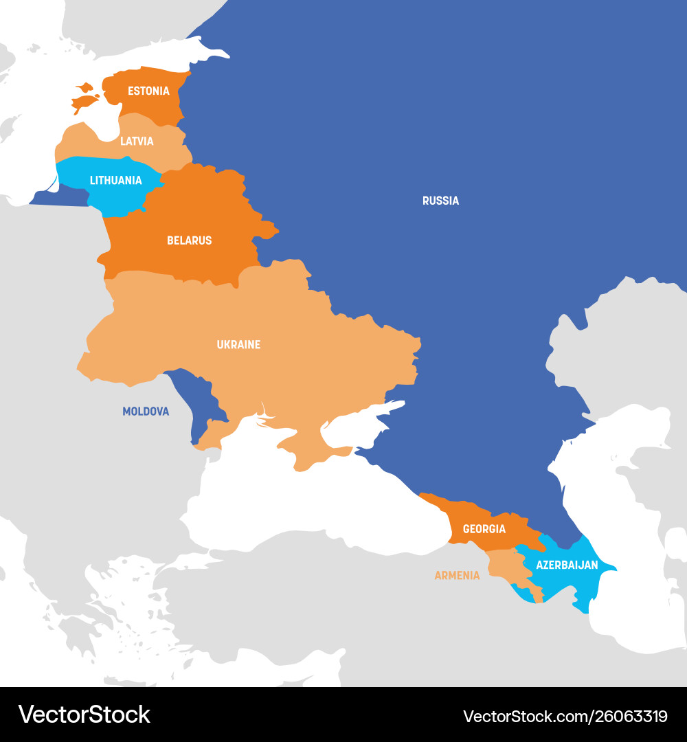 East europe region map countries in eastern Vector Image