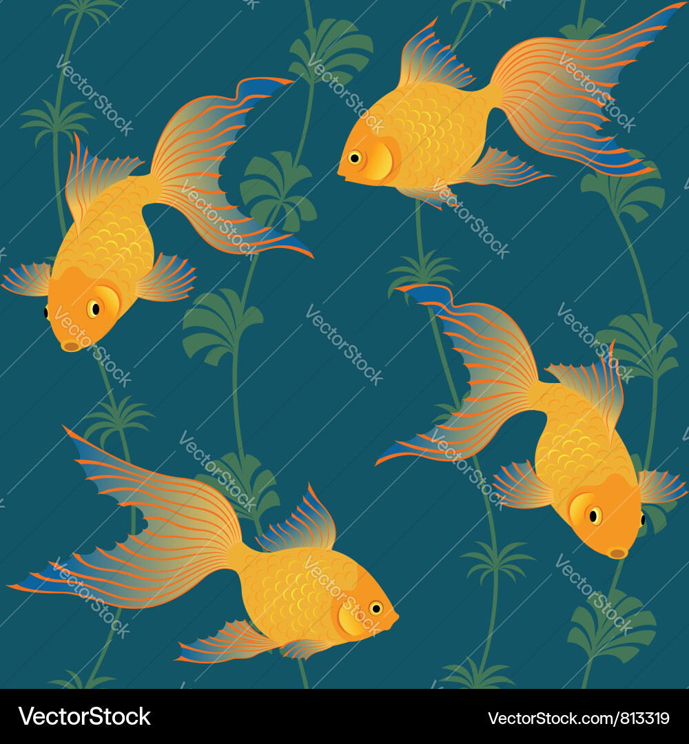 Gold fish seamless pattern Royalty Free Vector Image