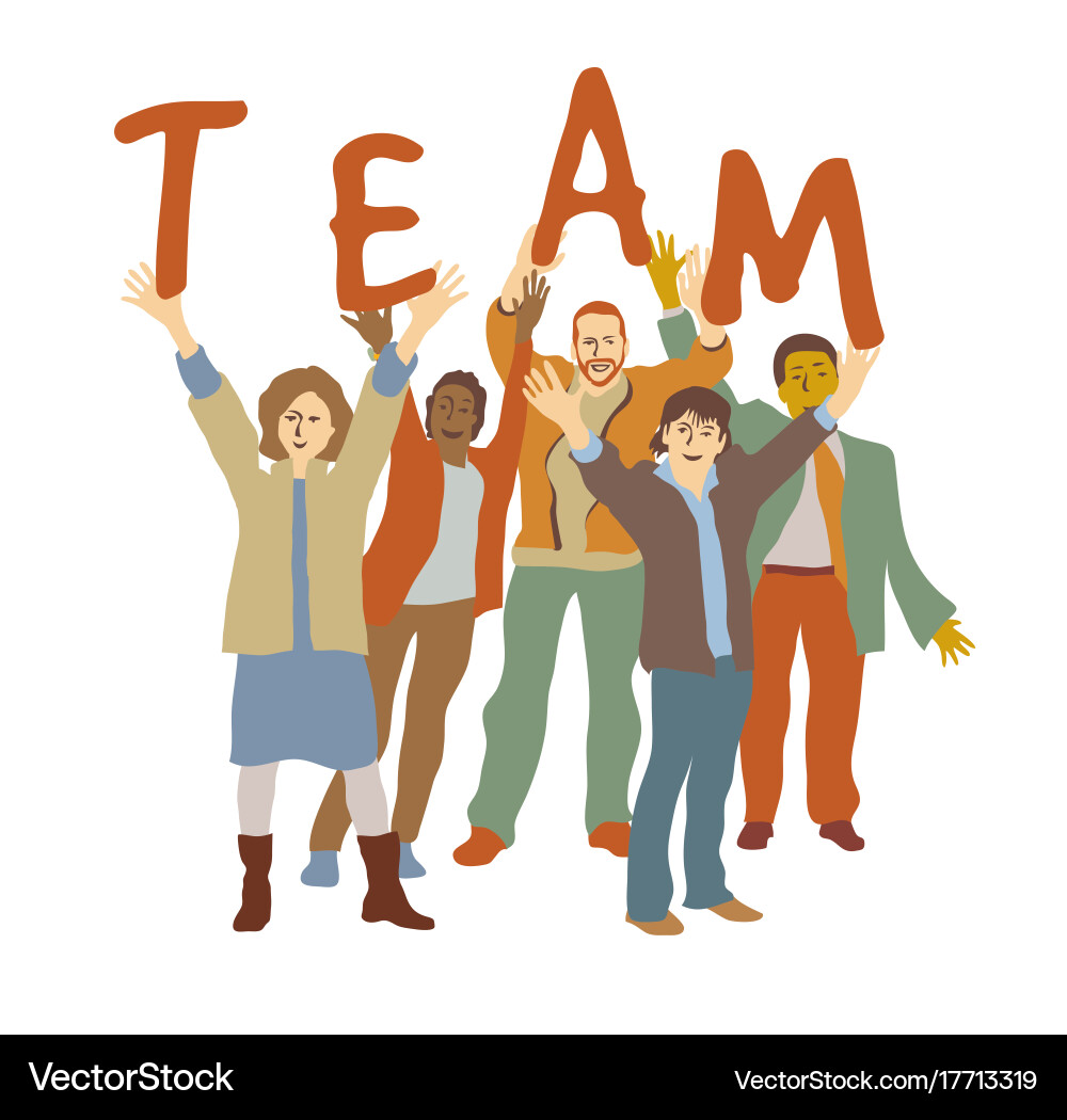 Happy team group people isolate on white Vector Image
