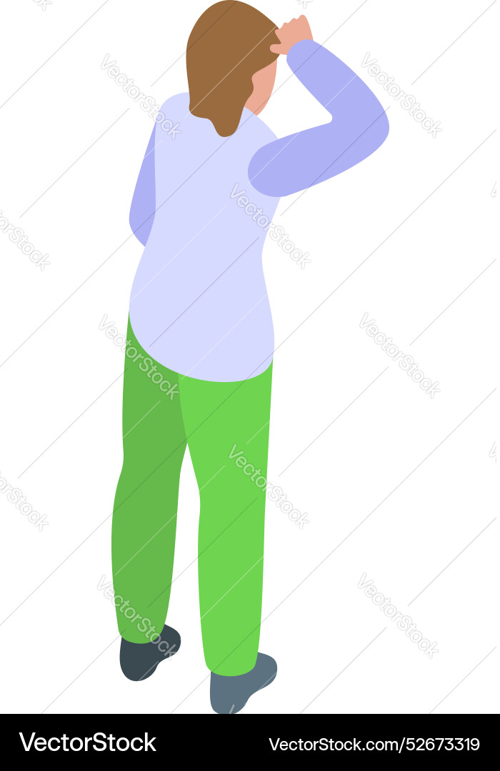 Isometric young woman looking forward Royalty Free Vector