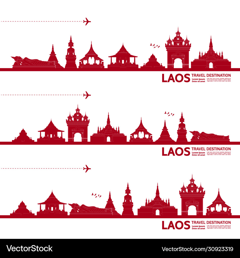 Laos travel destination Royalty Free Vector Image