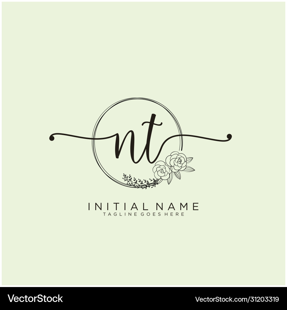 Letter initial nt beauty monogram and elegant Vector Image