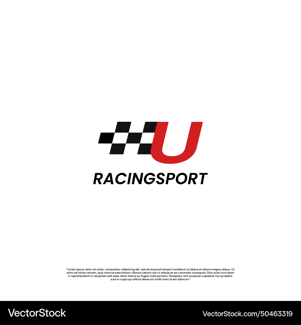 Letter u with racing flag icon template logo Vector Image