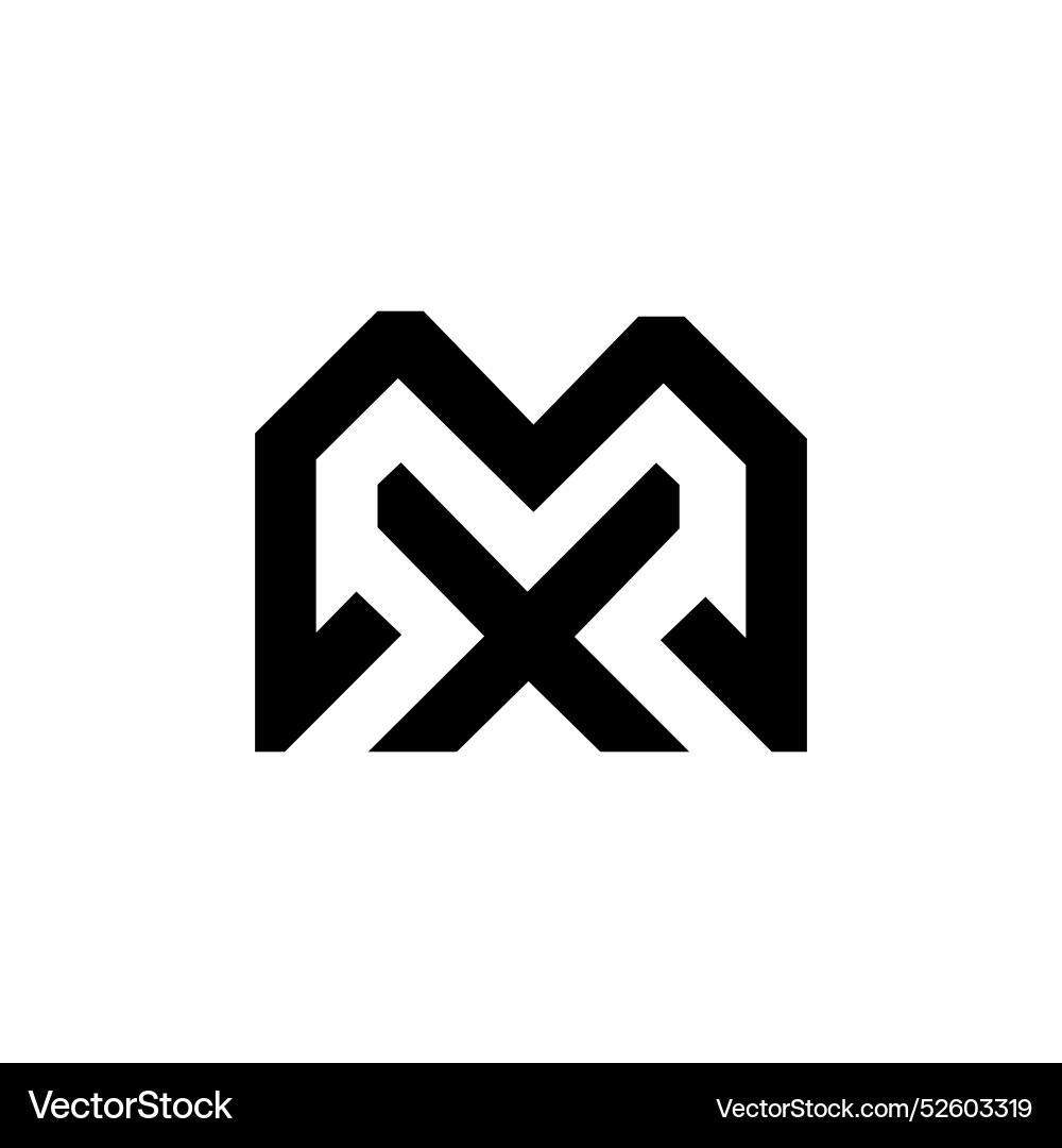 Letter xm or mx creative minimal shapes alphabet Vector Image