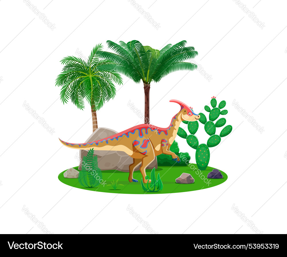 Prehistoric dinosaur character parasaurolophus Vector Image