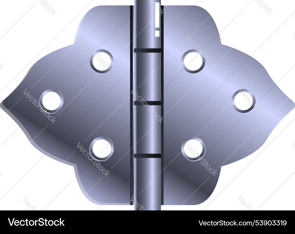 Shiny metal door hinge with decorative shape Vector Image