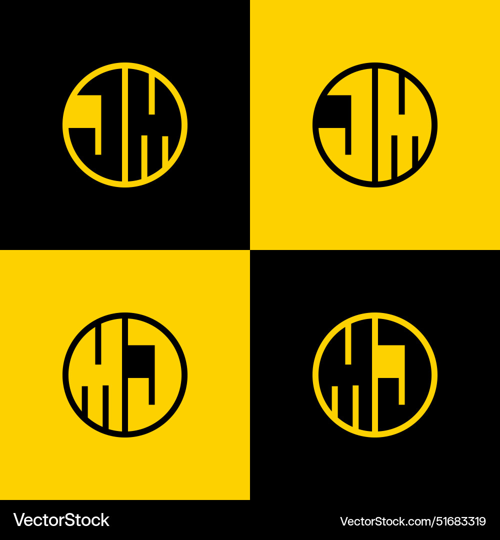 Simple jm and mj letter circle logo set suitable Vector Image
