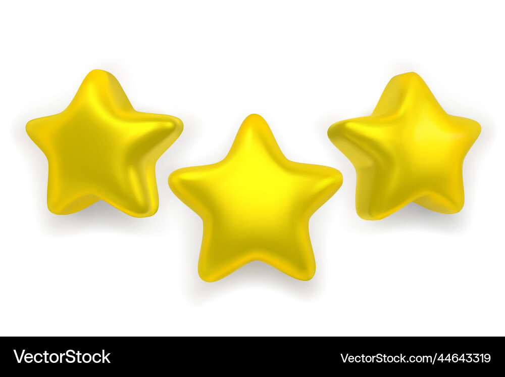 Three realistic shiny lucky stars isolated Vector Image