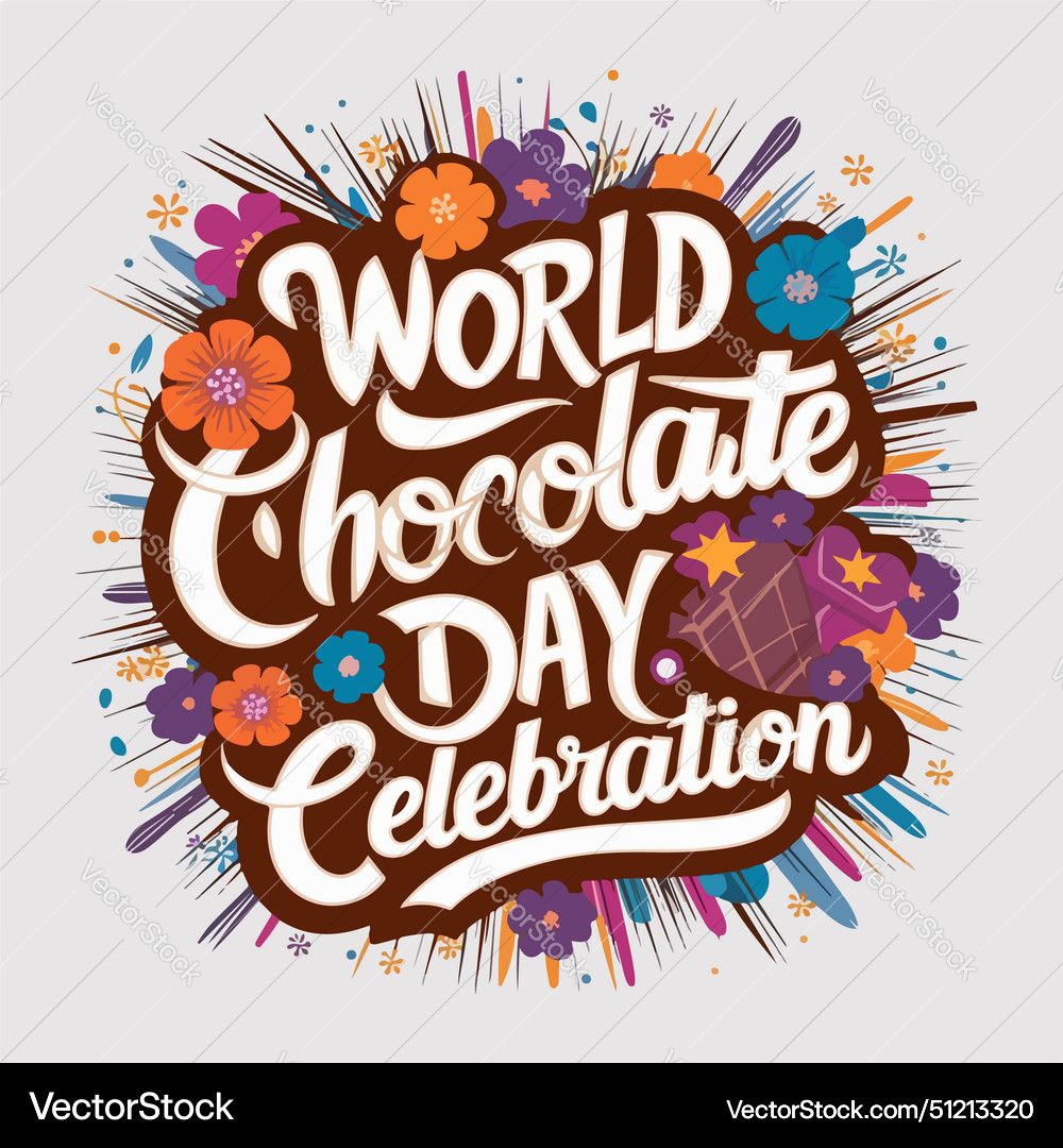 A poster with the words world chocolate day Vector Image