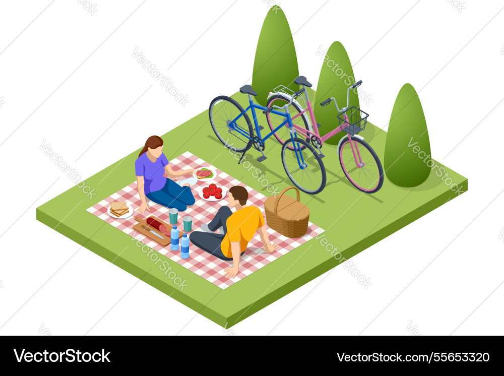 An isometric showing a couple Royalty Free Vector Image