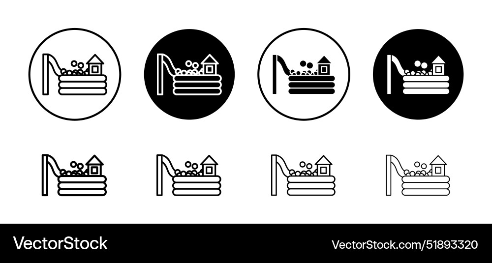 Ball pit icon set collection outline Royalty Free Vector