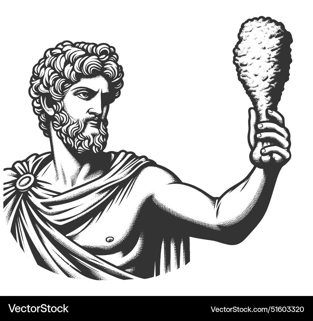 Classical greek statue holding drumstick sketch Vector Image