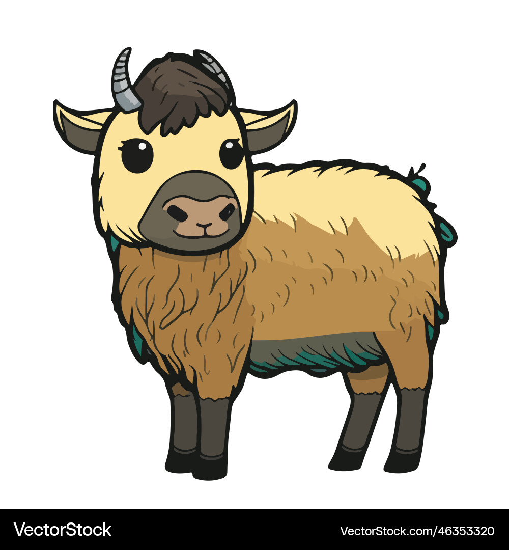 Cute anoa cartoon style Royalty Free Vector Image