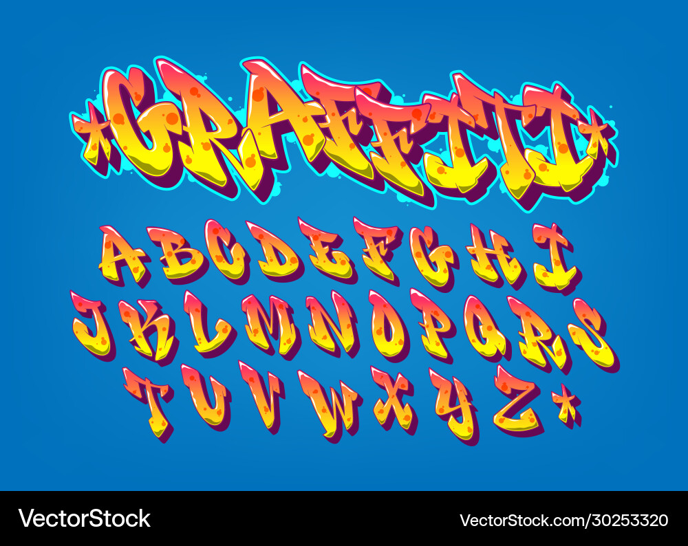 Graffiti Font 3d Hand Written Vector Alphabet Stock Hand Drawn Cute
