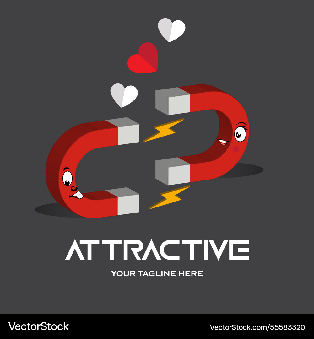 Magnetic love attraction between two magnets Vector Image