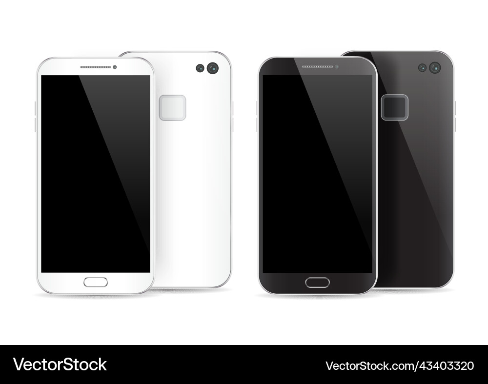 Modern black and white smartphone isolated front Vector Image