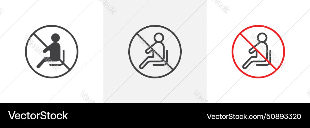 No sitting sign icon set ban Royalty Free Vector Image