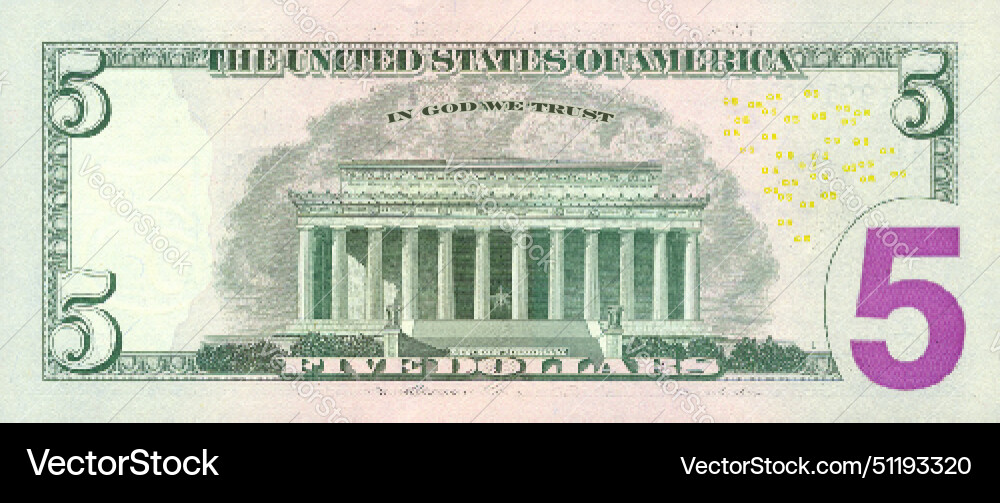 Reverse high polygonal pixel mosaic banknote five Vector Image