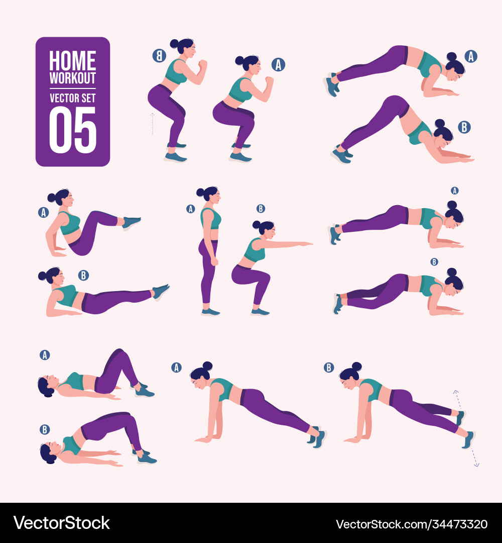 Women workout set exercise Royalty Free Vector Image