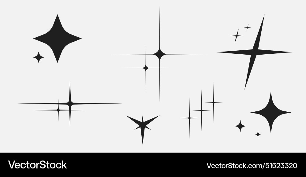 Y2k style design set of stars Royalty Free Vector Image