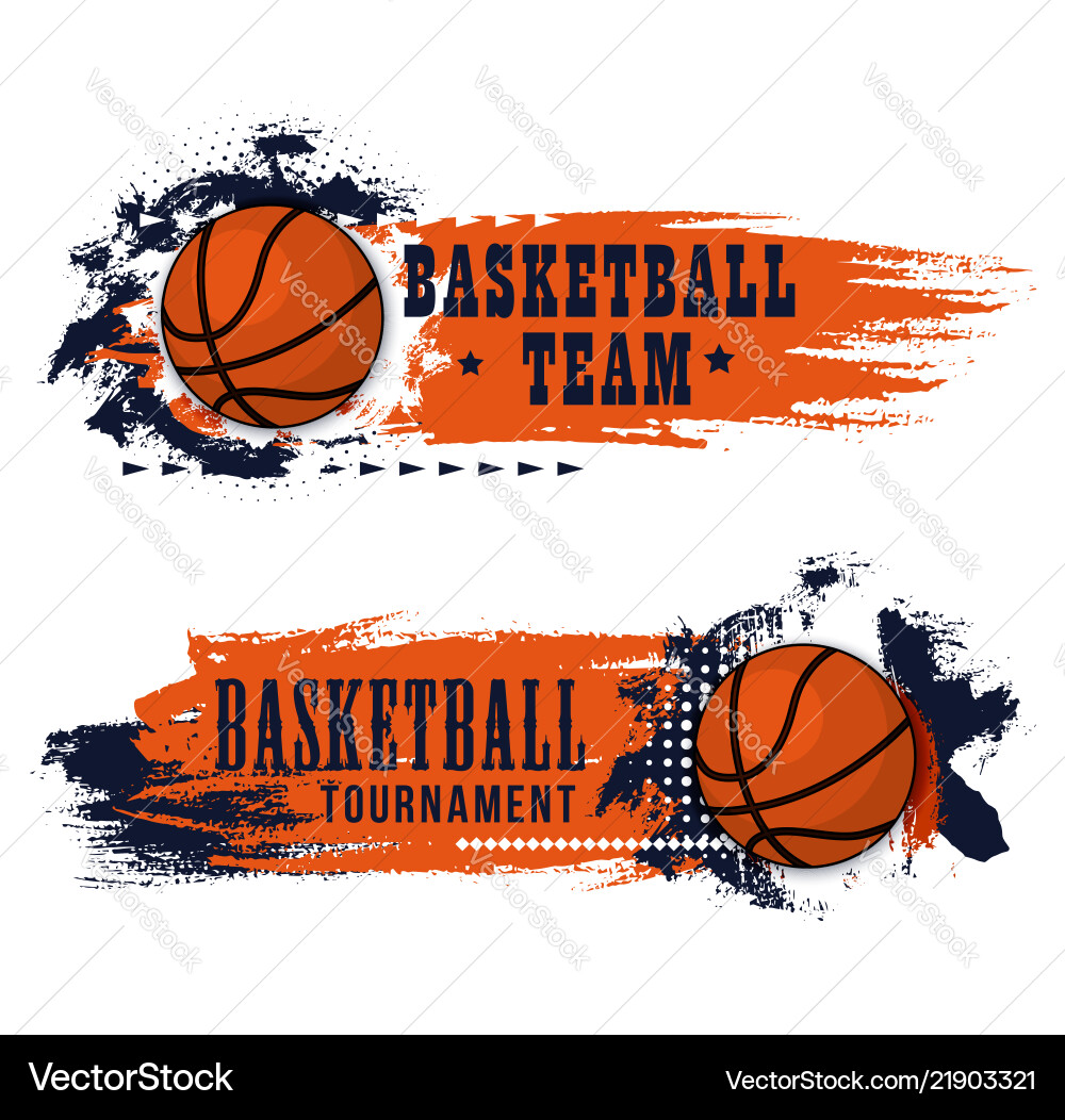 Basketball sport game grunge banner Royalty Free Vector