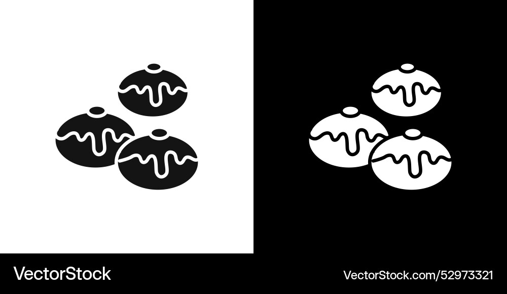 Belgian buns icon flat set outline Royalty Free Vector Image